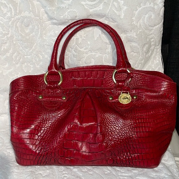 Brahmin | Bags | Brahmin Red Satchel With Crocodile Texture And Gold ...